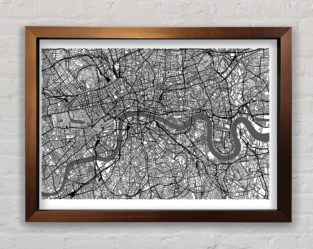 Elegant London Thames Map Print - Framed Art Decor – Wallart-Direct