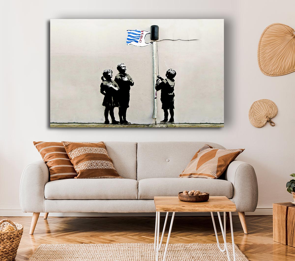 Homage To The Tesco Flag Canvas - Vibrant Landscape Art – Wallart-Direct