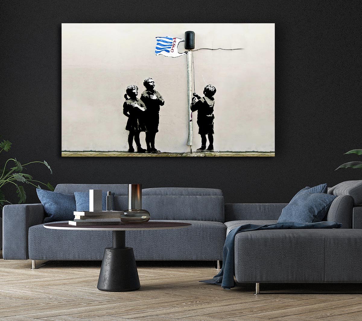 Homage To The Tesco Flag Canvas - Vibrant Landscape Art – Wallart-Direct